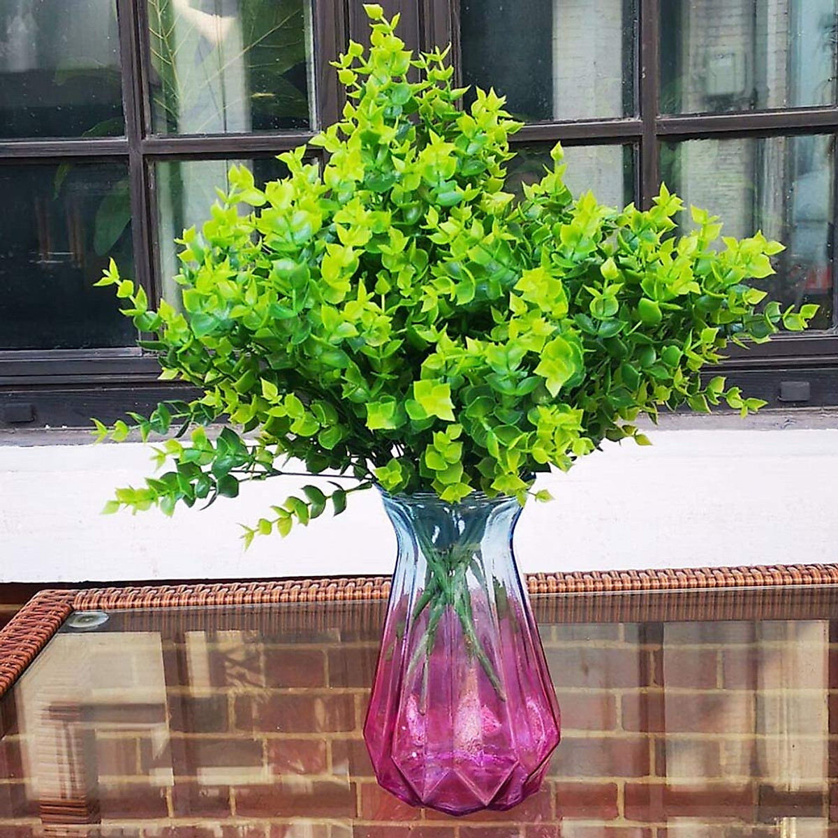 12 pcs Artificial Flowers UV Resistant Outdoor Fake Plants and Greenery Springs Artificial Boxwood for Bridal Party Wedding Bouquet for Greenery Shrubs Plants Home Garden (Green)