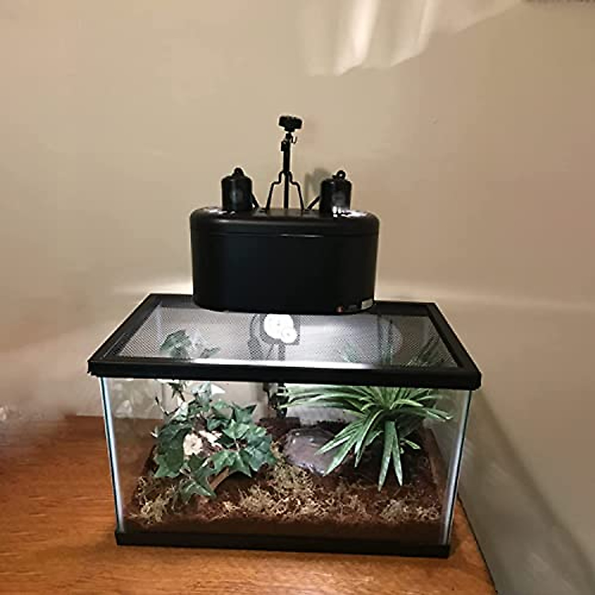 Dual Reptile Light Fixture Terrarium Heat Lamps Deep Lamp Dome Reptiles Lighting Heating Lamp Combo Holder for Iguana,Tortoise,Hamster,Snake,Habitat Independent Control without Bulbs 150w black