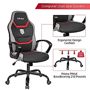 Toszn Office Chairs, Gaming Chair Swivel Ergonomic Computer Desk Chair with Mesh Padded Seat Adjustable Video Gamer Chairs for Teens, Back Support and Nylon Armrest Red