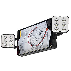 LFI Lights | UL Certified | Hard Wired | LED Exit Light Combo | 180° Adjustable Head Lamps | Black Housing | Red Lettering | 2 Pack | COMBOLGRBBBx2