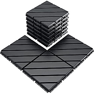 VANCASTLE Plastic Interlocking Deck Tiles, 12"x12"(Pack of 9), Patio Flooring Outdoor Waterproof All Weather Use, Outdoor Flooring for Patio Garden Poolside Front/Back Yard, Dark Grey