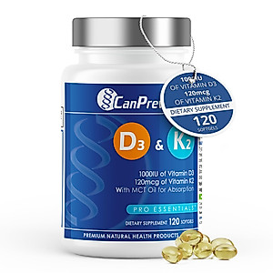 CanPrev D3 & K2 - Organic Coconut Oil (120 softgels)