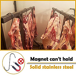 Betinyar 10 Pieces 7.5 Inch Meat Hooks, Stainless Steel Butcher Hooks, Heavy Duty S-Hooks for Hanging Meat, Meat Smoking Hooks for Processing, Drying