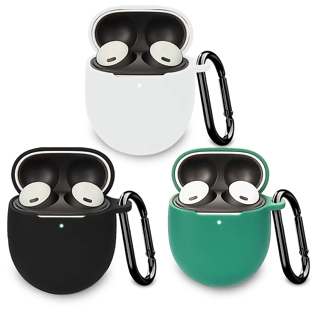 3 Pack | AutoSonic Case Designed for Google Pixel Buds Pro | Soft Silicone Material, Protective Pixel Earbuds Skin | Black, White and Green