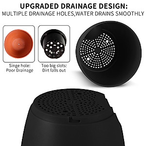 GARDIFE Plant Pots 7/6.5/6/5.5/5 Inch Self Watering Planters with Drainage Hole, Plastic Flower Pots, Nursery Planting Pot for All House Plants, Succulents,Snake Plant, African Violet, Flowers,Black