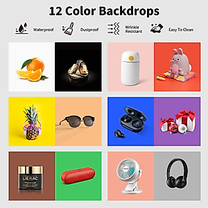 Glendan Light Box Photography, 16"x16" Portable Photo Light Box with 112 LED Lights & 6 Kinds of Double-Sided Color Backdrops and Adjustable White Light, Soft Light, Warm Light for Product Photography