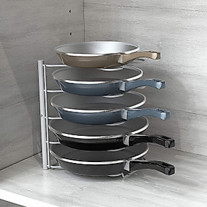 Deco Brothers Pan Organizer Rack for Kitchen Cabinet and Counter, White