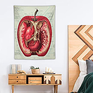 Joint Gou Color Anatomy Tapestry Human Internal Organs Tapestry Red Toxic Apple Tapestry Wall Hanging for Bedroom Living Room Dorm 30"x40"
