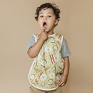 BapronBaby Eggs & Bacon Bapron - No Neck Tie Safer Bib for Baby & Toddler - Soft Waterproof Stain Resistant - Machine Washable - Sz Baby/Toddler 6m-3T