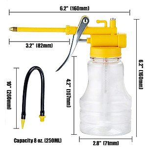Oil Can Transparent High Pressure Oiler Lubrication Oil Can Bottle Oiling Gun with Rigid & Flex Spout Thumb Pump Tool Oiler