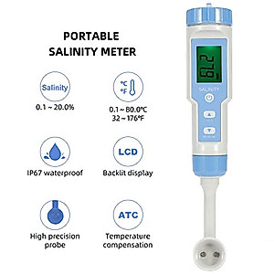 IP67 PH Meter Watertight Salinity Meter Tester or Food High Accuracy Salt Accuracy Concentration Measuring Salinometer Digital Measurement Range Quality