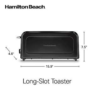 Hamilton Beach Extra Long Slot 2 Slice Toaster with Browning Control, Bagel Function, Cancel Button & Auto Shutoff, Modern Slim Design Fits Any Space, Black (22989)