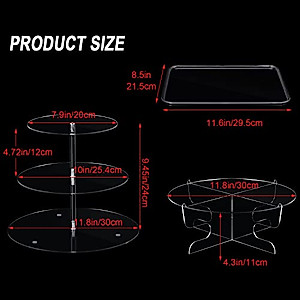 Sawysine 4 Pcs Acrylic Cupcake Stand Set Include 3 Tier Round Cake Stand 1 Tier Dessert Stands Holder 2 Pieces Clear Serving Platter for Tea Party Wedding Birthday Baby Bridal Shower Party Supplies