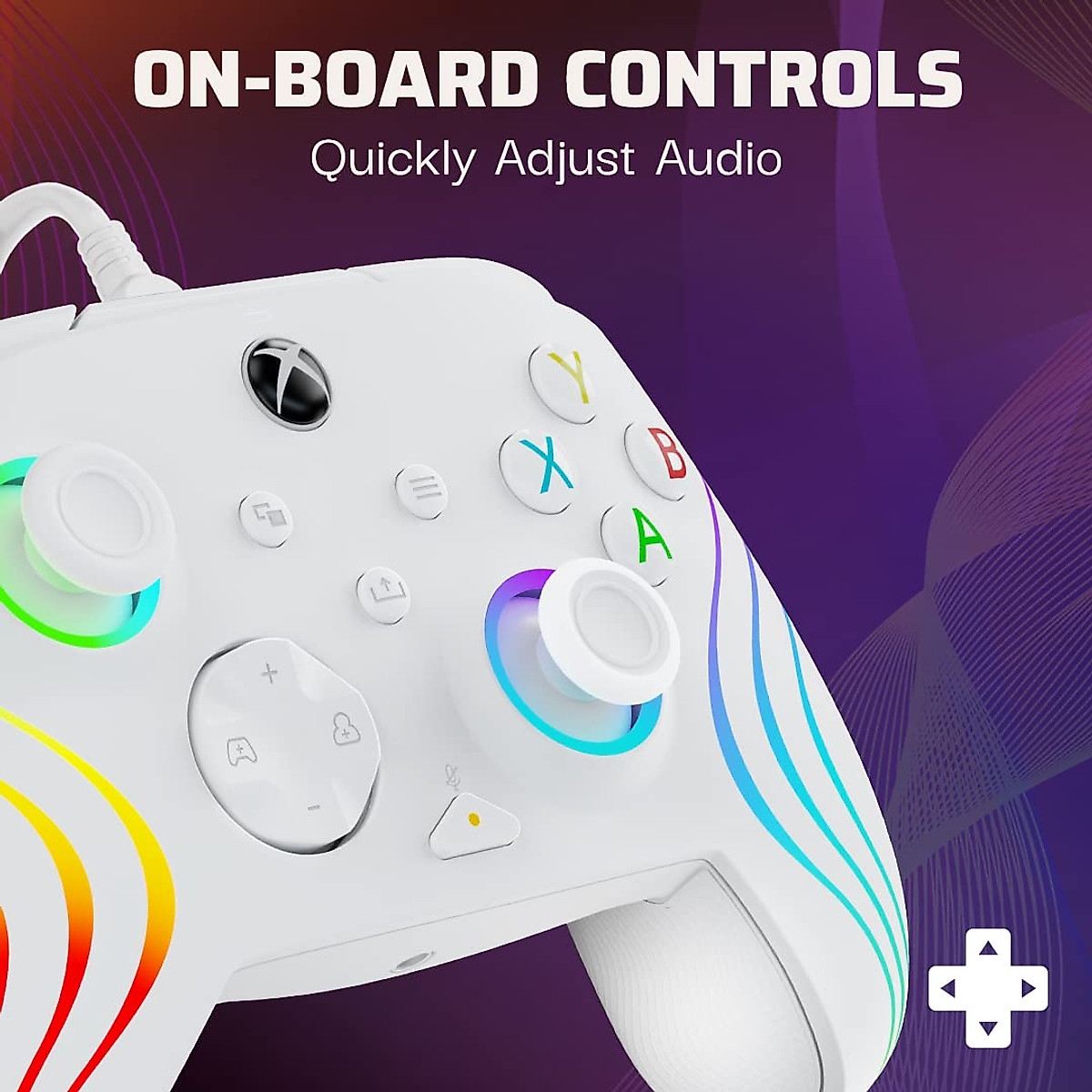 PDP Gaming Afterglow™ Wave Enhanced Wired Controller for Xbox Series X|S, Xbox One and Windows 10/11 PC, advanced gamepad video game controller, Officially Licensed by Microsoft for Xbox, White
