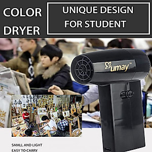 UMAY Cordless Rechargeable Hair Dryer Art Painting Dryer Portable Blower with USB Mobile Port Suitable for Drying Painting Pet Baby Easy to Carry Cordless Use, 1 Count