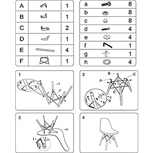 CangLong Modern Mid-Century Dining Chair Shell Lounge Plastic DSW Chair with Natural Wooden Legs for Kitchen, Dining, Bedroom, Living Room Side Chairs Set of 2, White