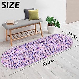 Music Note Geometric Oval Rug Small Rugs for Bedroom Aesthetic Bedside Bedroom Rug Soft Shag Runner Carpet Modern Fluffy Nursery Area Rugs Home Decor 1.64 x 4 Feet
