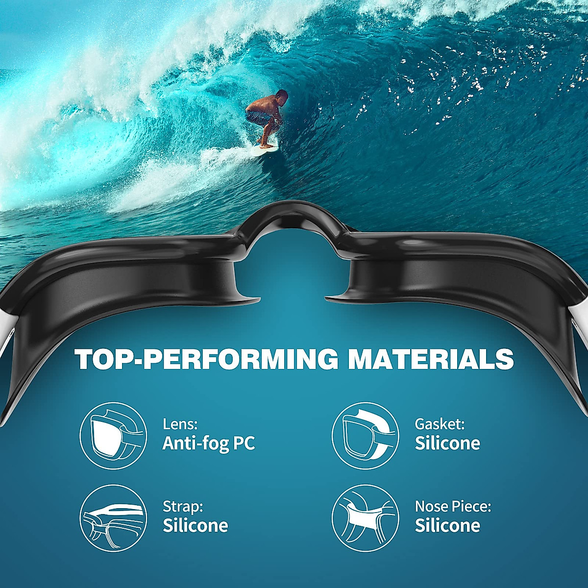 Robee Swimming Goggles, Adult Polarized Swim Goggles for Men Women Youth, Water Pool Glasses