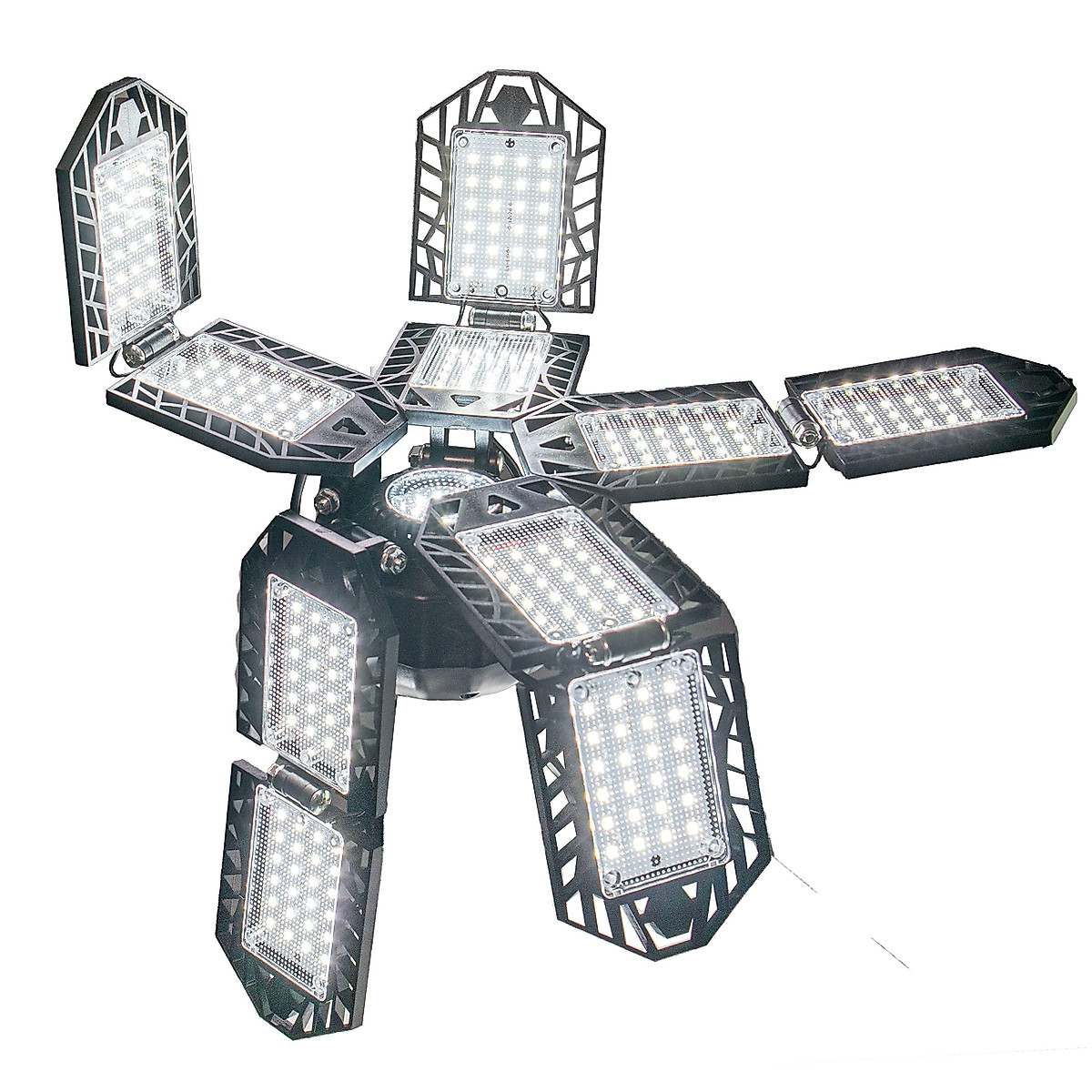 10 LED Leaf Deformable Panel Ceiling Light - 256 LEDs Ultra Bright Adjustable Garage, Workshop, Basement Light - Screws Into Existing Light Bulb Sockets E26/E27 - 150W Pure White 6500K - 10000 Lumens