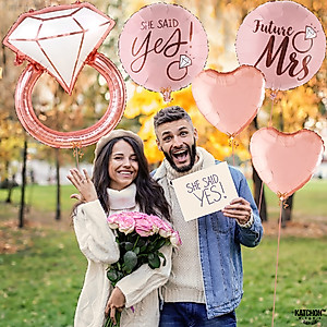 KatchOn, Diamond Ring Foil Balloon Set - Pack of 5 | Future Mrs Balloons | She Said Yes Decorations | Bridal Shower Balloons for Bachelorette Party Decorations, Rose Gold Bridal Shower Decorations