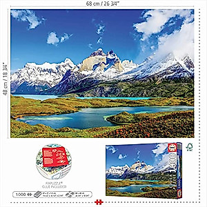 Educa - Torres Del Paine, Patagonia - 1000 Piece Jigsaw Puzzle - Puzzle Glue Included - Completed Image Measures 26.8" x 18.9" - Ages 14+ (19259)