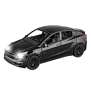 1:32 Scale Model Y Alloy Car Model Diecast Toy Vehicles for Kids, Tesla car Model，Pull Back Alloy Car with Lights and Music,Mini Vehicles Toys for Kids Gift ，Children Birthday Gift. (Black)