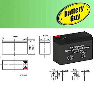 BatteryGuy BP7.5-12 Replacement 12V 7Ah SLA Battery Brand Equivalent (Rechargeable, F1 Terminals) - Qty of 1