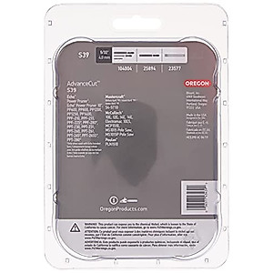Oregon S39 AdvanceCut Replacement Chainsaw and Pole Saw Chain for 10-Inch Guide Bars, 39 Drive Links, Pitch: 3/8" Low Vibration, .050" Gauge, Fits Atlas, Makita, Poulan, and More,Gray