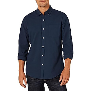 Amazon Essentials Men's Long Sleeve Shirts Casual - Regular-Fit Pocket Oxford, Navy, X-Large