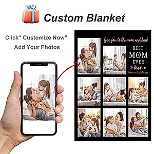 Best Mom Ever Blanket as Gift for Mom, Custom Photo Blanket as Birthday Gifts for Mom from Daughter Son, Personalized Flannel Blankets for Mom with Pictures, Mothers Day Mothers Birthday Gifts