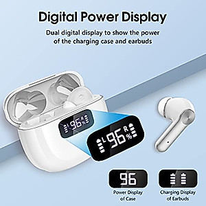 coioc Bluetooth 5.3 Headphones, Wireless Earbuds with LED Digital Display, IPX7 Waterproof, Wireless Earphones Deep Bass, 40H Playtime with Fast Charging Case, Suitable for Sports and Work