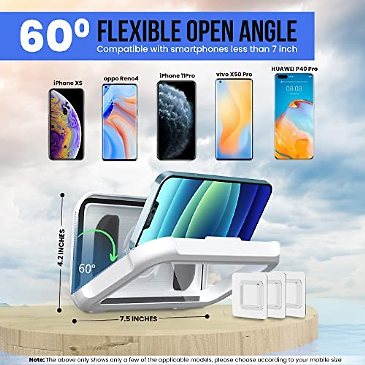 Spread Pixie Dust Shower Phone Holder Waterproof Upgraded Phone Shower Holder Wall Mount Bathroom TV Shower Gadget Shower Accessory Phone Mount iPhone Shower TV (Pure White)