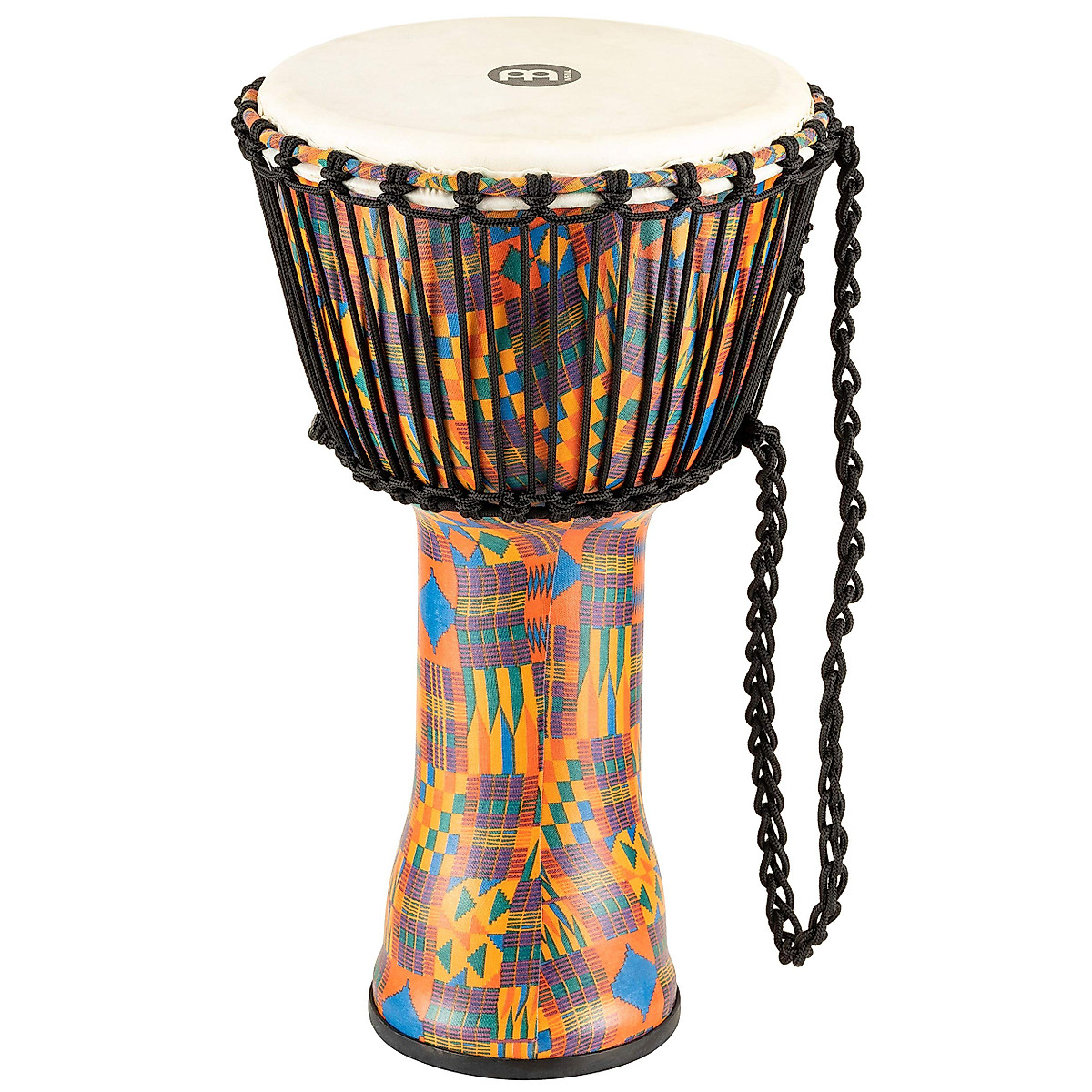 Meinl Percussion Travel Djembe Hand Drum Circle Instrument, Synthetic Shell and Goat Skin Head — NOT Made in China — African Mali Weave Rope Tuning, 2-Year Warranty, Kenyan Quilt, Medium (PADJ2-M-G)