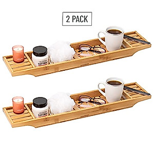 Mind Reader Bali Collection, Luxury Bamboo Bath Caddy, 27.5 x 5.75, Brown