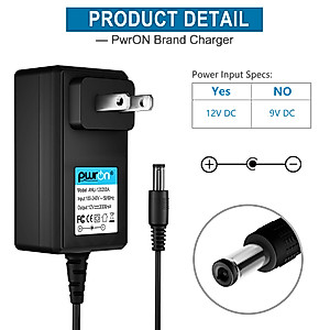 PwrON 12V 2A Printer Charger AD-E001 AC Power Adapter Compatible with P-Touch Edge Label Maker PT-D400 PT-D400AD PT-D450 PT-D600 PT-E300 PT-E500 PT-E550W PT-H300 PT-P700 PT-P750W UU324-1220