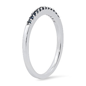 Dazzlingrock Collection Round Blue Sapphire Women Single Line Half Wedding Band | 14K White Gold, Size 5