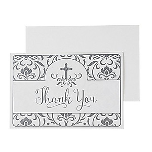 Thank You Postcard Set with Envelopes, Religious Greeting Cards, Floral Design (48 Pack)