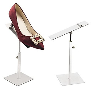 VIDAYA Silver Shoe Display Stand, Stainless Steel Shoe Display Risers Stand Countertop Adjustable Retail Supplies, Shoe Rack Set of 2