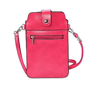 Lightweight Cell Phone Touch Screen Crossbody Bag Travel Shoulder Purse Wristlet Clutch Handbags, Hot Pink