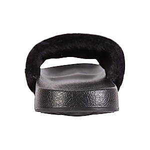 FUNKYMONKEY Women's Slides Faux Fur Cute Fuzzy Slippers Comfort Flat Sandals (9-10 M US, Black)