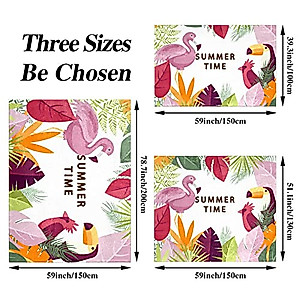 Plush Blanket Throw Blanket Warm Cozy Soft Microfiber Blankets, Modern Cartoon Tropical Flamingo Parrot