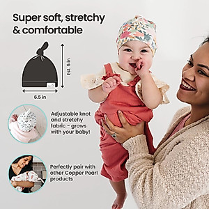 Copper Pearl Baby Beanie Hat Top Knot Stretchy Soft XOXO
