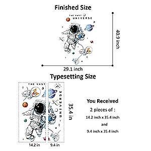 ROFARSO Astronaut Wall Stickers Planet Space Corgi Dog DIY Vinyl Removable Large Wall Decals Art Decorations Decor for Kids Boys Bedroom Living Room Playing Room Murals