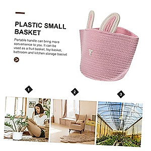 Cabilock Boho Decor Rope Rabbit Basket Snacks for Pink Cotton Rope Household Bohemian Decor