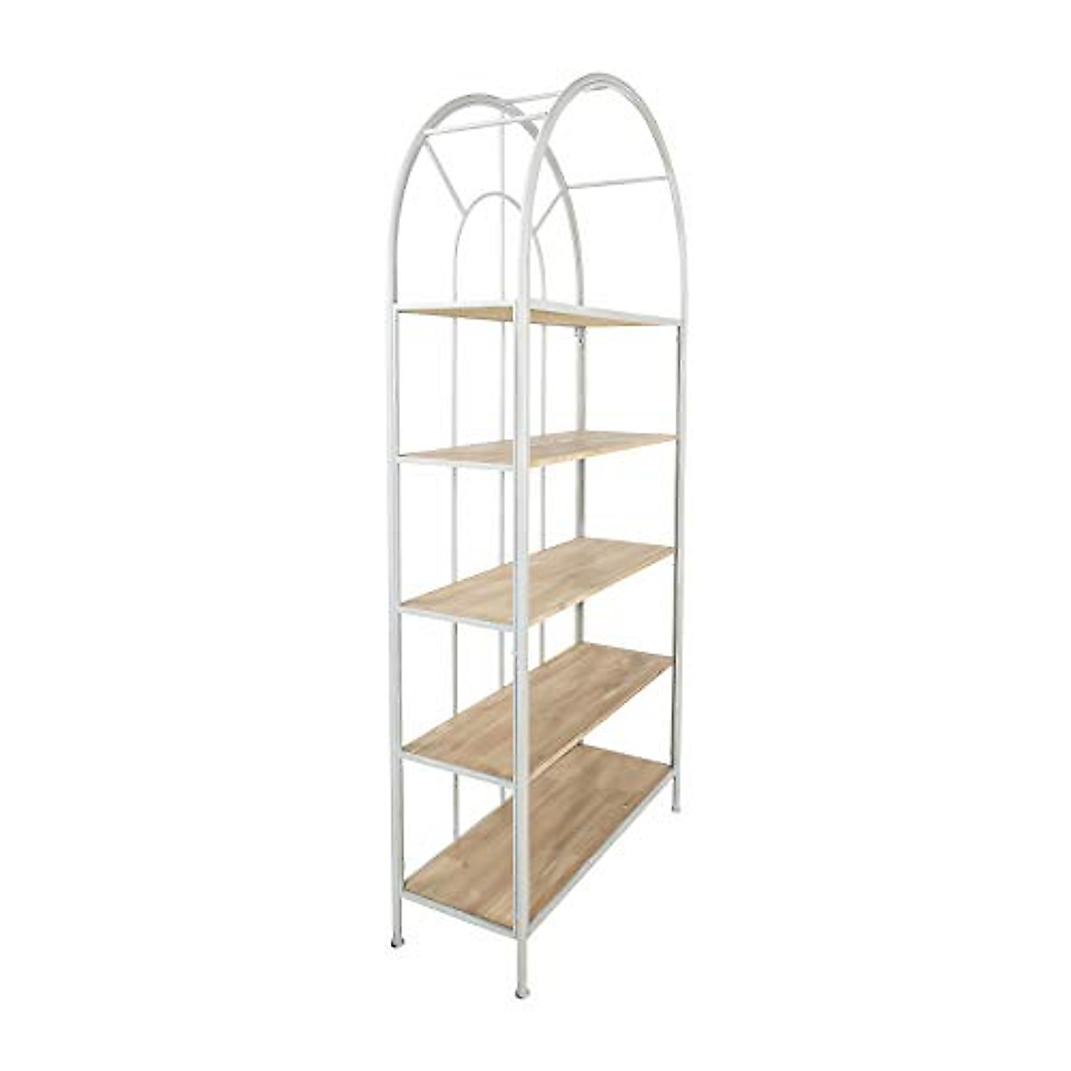 Creative Co-op EC0212 Metal Framed Bookshelf with 5 Wood Shelves Cabinets and Shelf Units, Grey