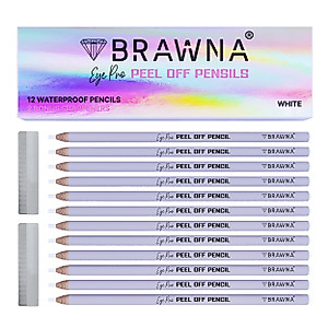 Brawna 12 Pack Brow Pro Peel Off Pencils For Lip & Eyebrow Mapping - Lip Blushing Supplies - Eyebrow Mapping - White