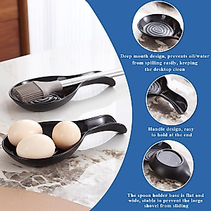 Kyraton Spoon Rest 2 Pack, Plastic Spoon Holder For Kitchen Counter, Kitchen Utensil Rack For Spoons, Tongs, Spatulas, Spoon Rack For Hob, Dishwasher Safe