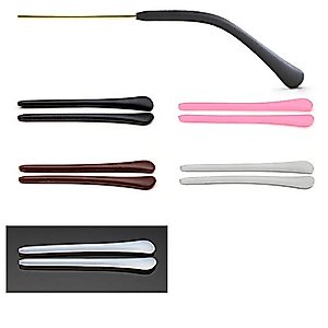 HengKe 5 Pairs Colorful Anti-Slip Silicone Eyeglass End Tips Glasses Ear Hooks Sport Eyeglass Strap Holder Temple Tips Spectacle Retainers, Anti-Slip Elastic Comfort Glasses Retainers, Black Clear