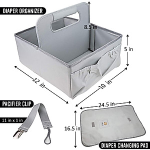 Baby Diaper Caddy Organizer Bag, Portable Essentials Storage Basket for Changing Table Nursery Station, Bags for Babies Diapers and Wet Wipes, Bottles, Pacifier, Lotions & Supplies Kit (Organizer Bag)