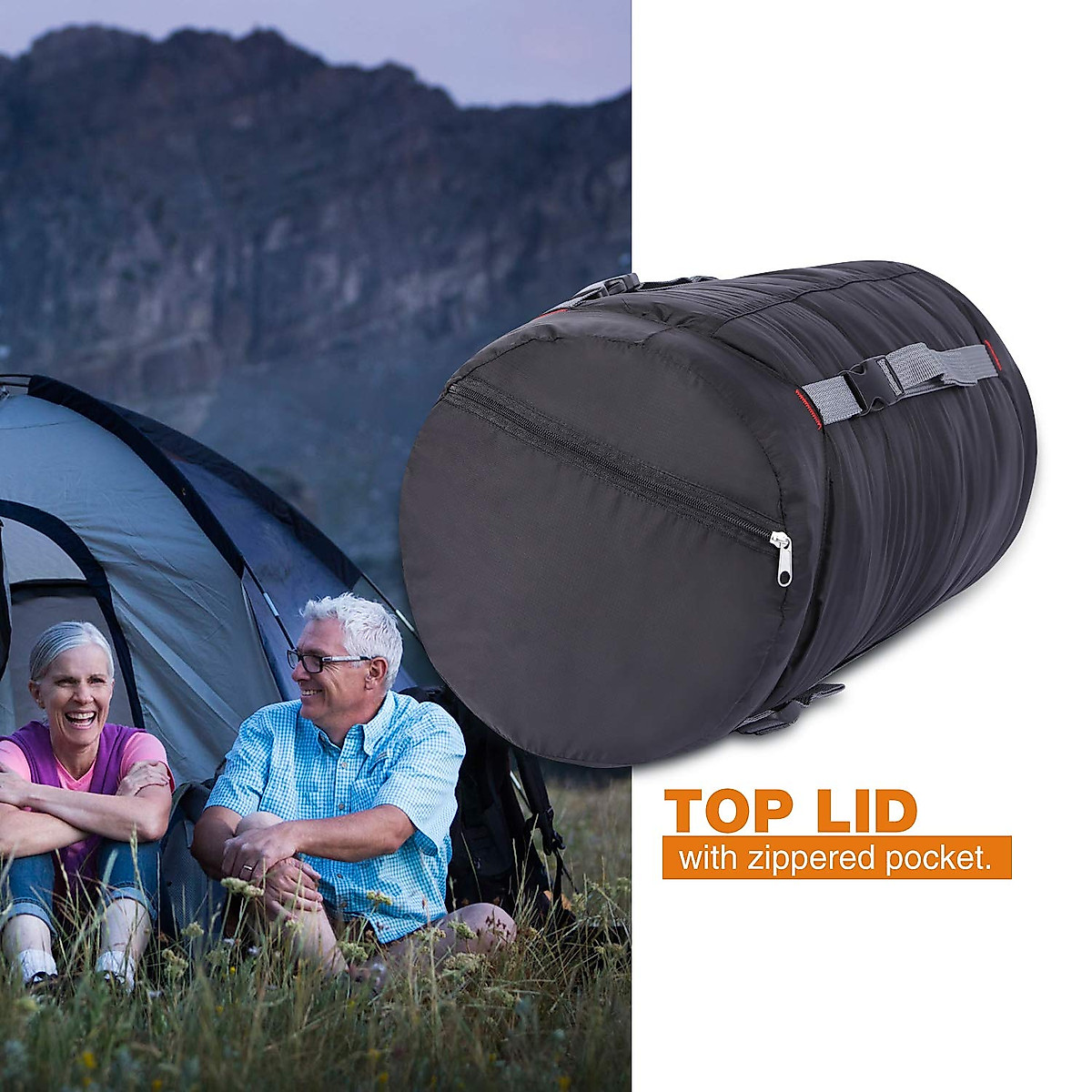 REDCAMP Nylon Compression Stuff Sack, Ultralight Sleeping Bag Compression Sack Great for Camping, Backpacking, Hiking, Black XL